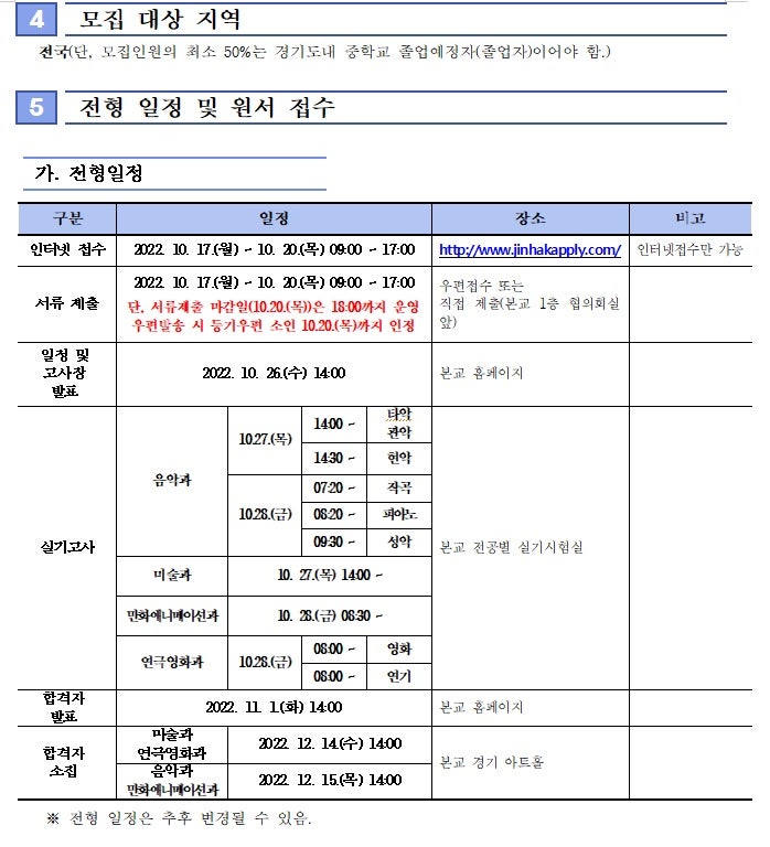 2023 경기예술고등학교 음악과 입시요강 성악 네이버 블로그