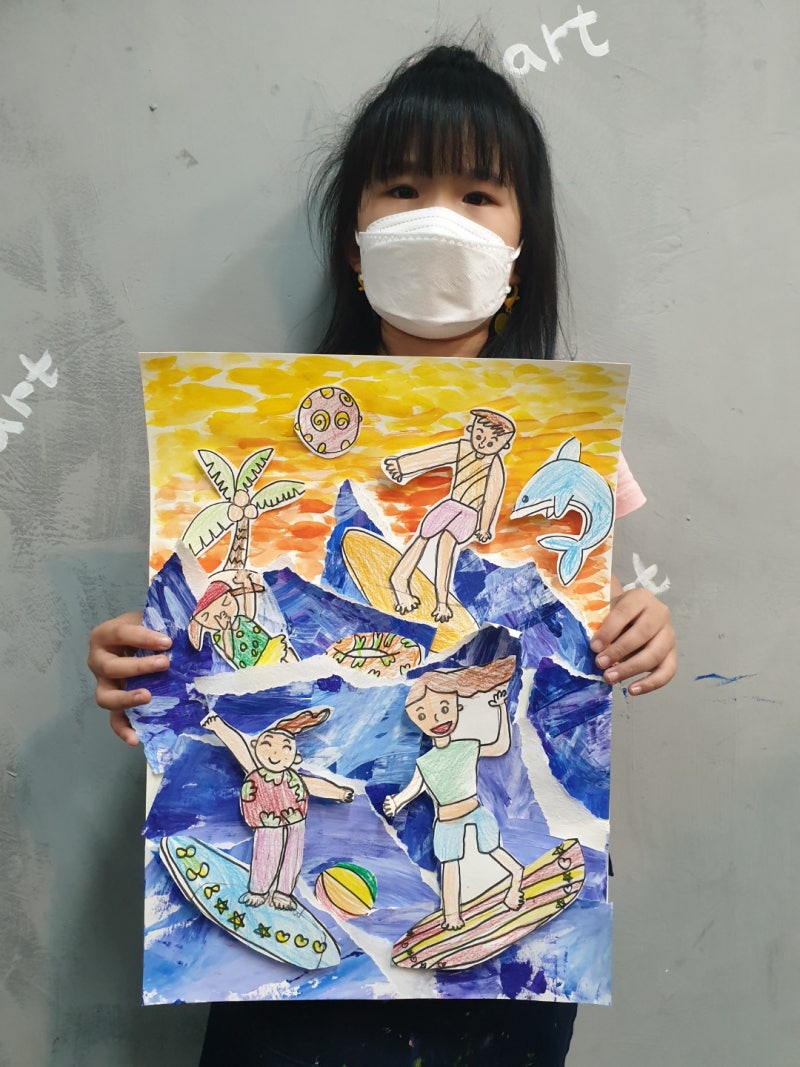 서핑 킨더 초등 수업 시흥시 정왕동 배곧 미술학원 창의미술 크리아트 네이버 블로그