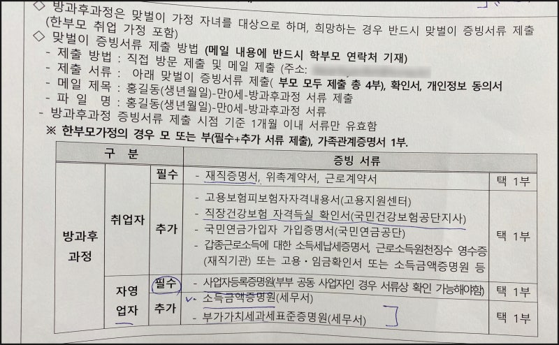 유치원 어린이집 맞벌이 서류 홈텍스 소득금액증명서와 사업등록증 네이버 블로그