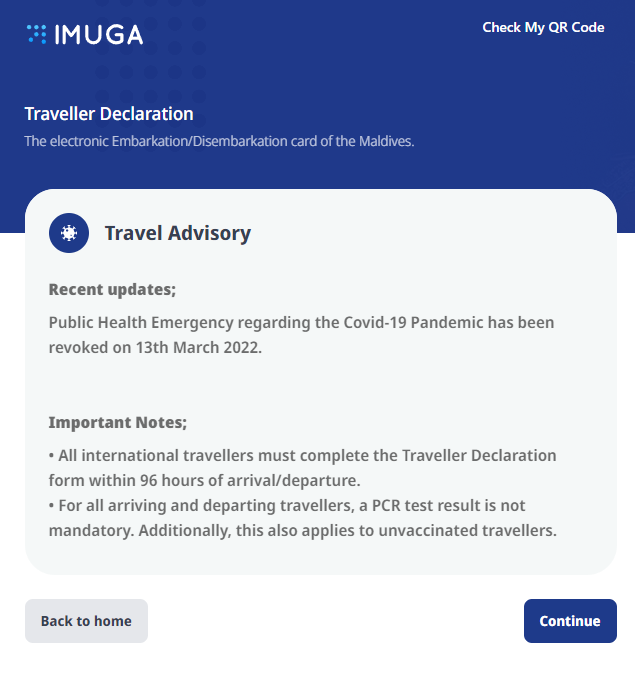 몰디브 여행 준비 : 건강신고서 이무가(IMUGA) 작성하기 : 네이버 블로그