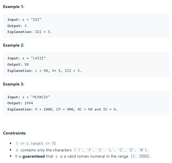 JAVA_Roman to Integer_LeetCode 13 : 네이버 블로그