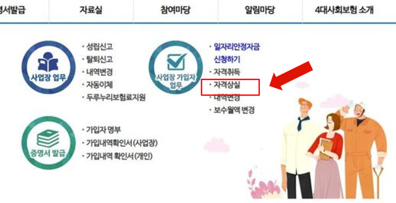 스타트업 회계 4대보험 퇴사자 자격상실 신고방법 네이버 블로그