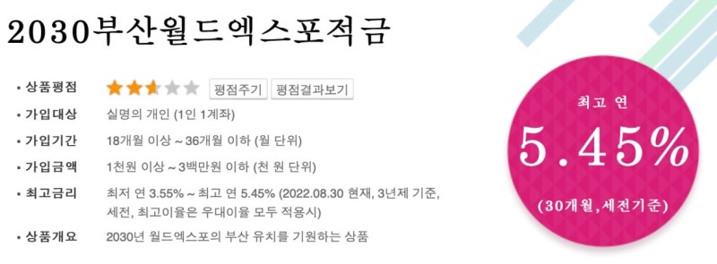 BNK부산은행 2030부산월드엑스포적금 상품정보 및 이자계산 (이율,금리,가입) : 네이버 블로그