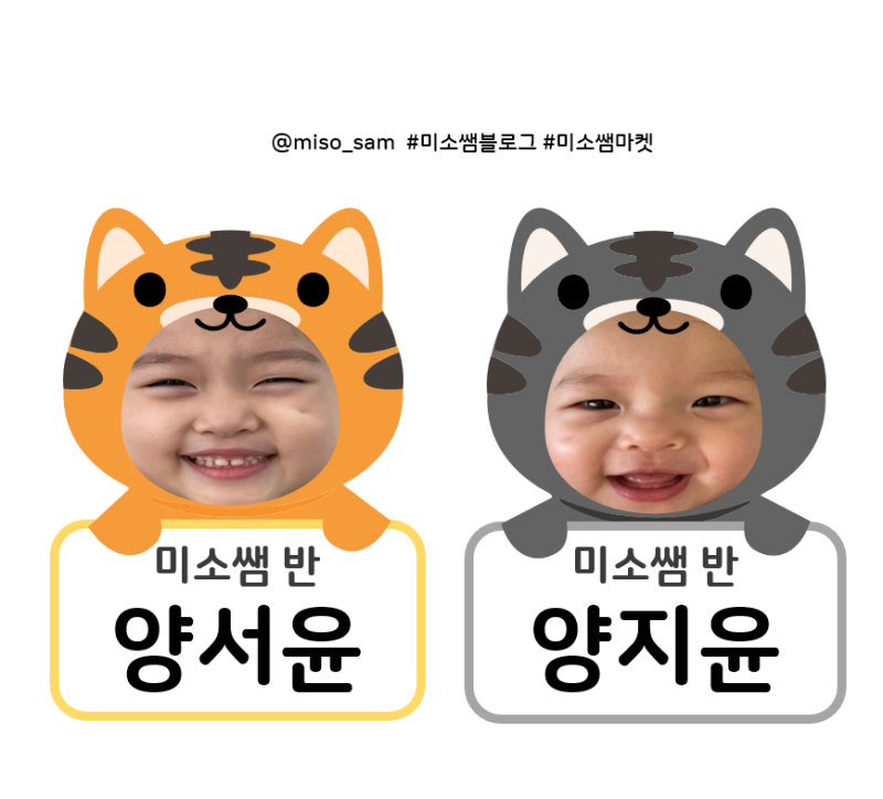 미소쌤 2022년 호랑이 얼굴 합성 이름표 미소쌤껄로 끝 네이버 블로그