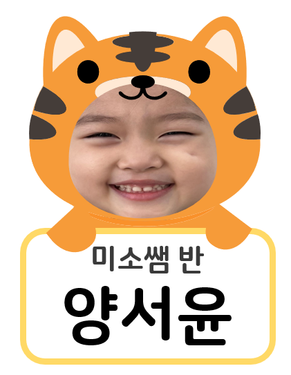 미소쌤 2022년 호랑이 얼굴 합성 이름표 미소쌤껄로 끝 네이버 블로그