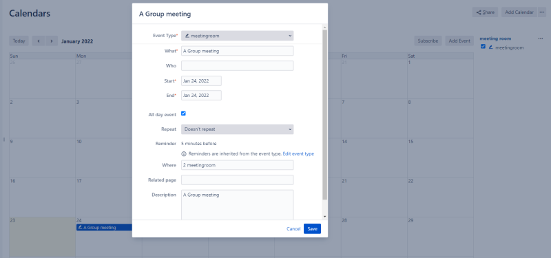 [홍PM] Confluence 기본 사용 - Calendars 설정 (회의실예약, 휴가 설정등) : 네이버 블로그