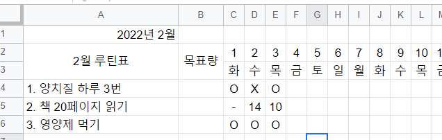 구글 스프레드시트 스케줄러플래너루틴체크 달력 날짜표 만들기 네이버 블로그