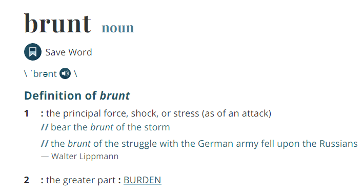 Brunt / bear the brunt of - 뜻 한방에 이미지로 기억하기 창, 칼의 날카로운 끝, 날카로운 공격 기세 ...