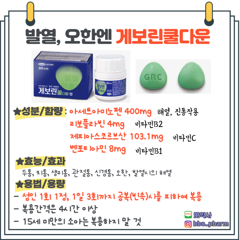 게보린 종류 성분 비교 게보린 정 게보린소프트 게보린쿨다운 게보린릴렉스 네이버 블로그