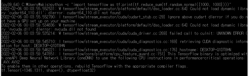 [TensorFlow2.8] Window에 텐서플로우 설치(with python3.9, anaconda3) : 네이버 블로그