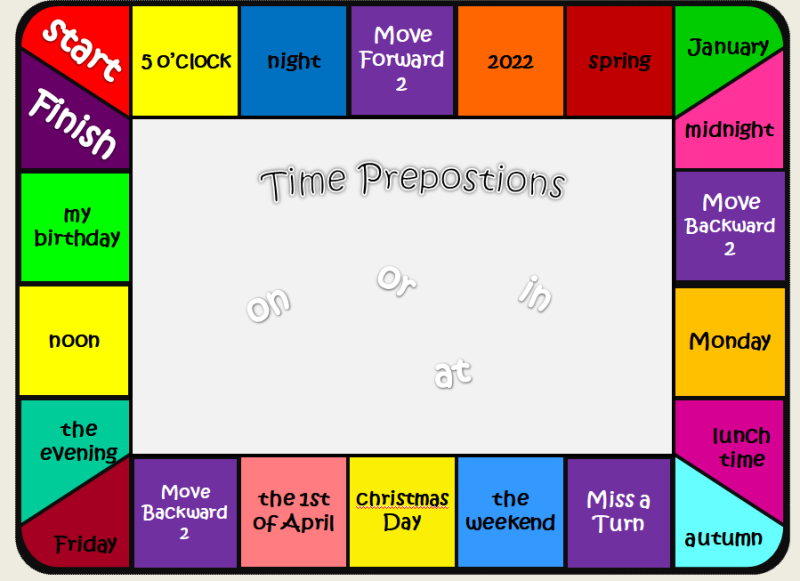 Time Preposition Board Game (시간을 나타내는 전치사) : 네이버 블로그
