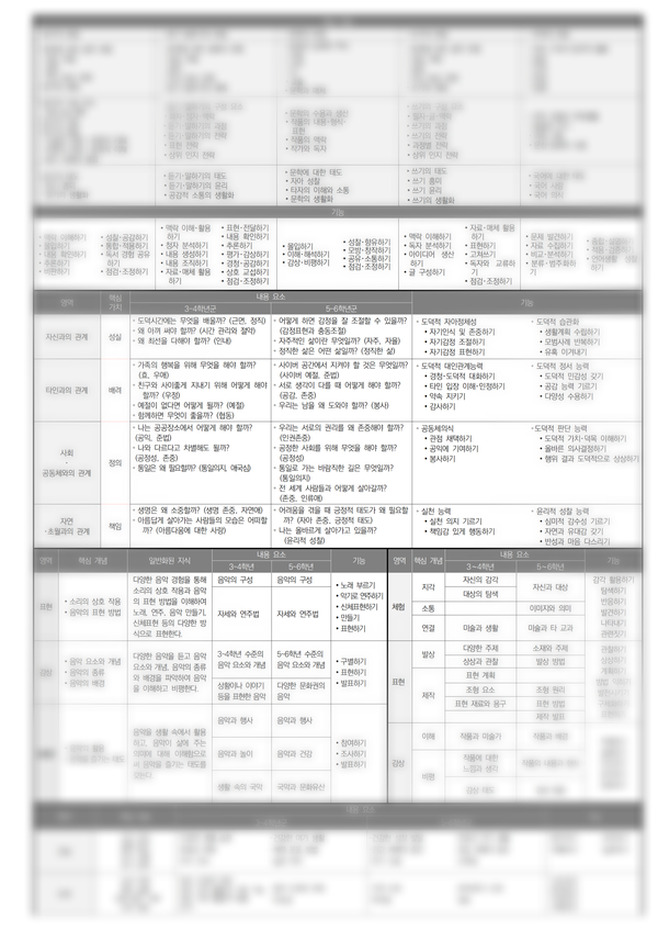초등 임용 내용체계표 한장 정리 공유 교육과정 암기 범위 네이버 블로그