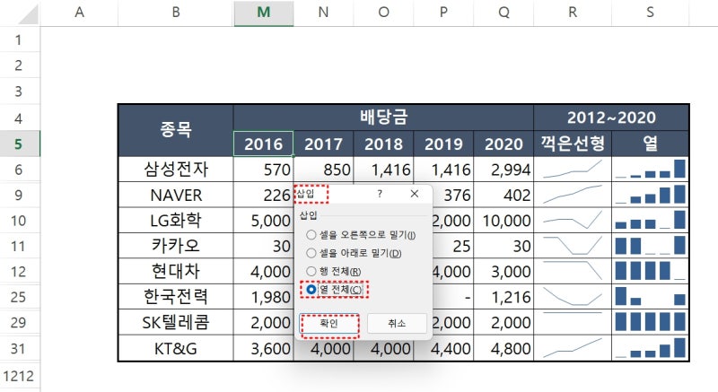엑셀 셀 추가셀 삽입 행 삽입행 추가 및 열 삽입열 추가 단축키 활용 방법 네이버 블로그