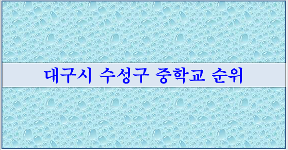 대구시 수성구 중학교 순위 And 학군분석 네이버 블로그