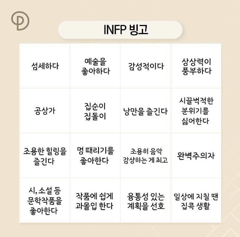 Mbti Infp 의 모든 것 Infp 팩폭 특징 빙고 궁합 연애 연예인 등 ʕ•ᴥ•ʔ 네이버 블로그
