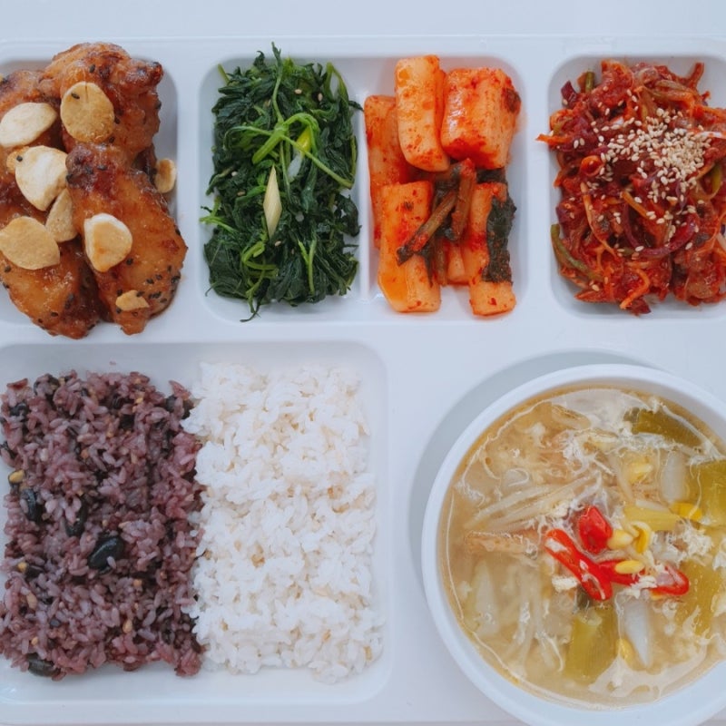 단체급식 메뉴모음신메뉴도전 간장마늘치킨골뱅이채소무침 깻잎순나물황태해장국 만드는법3월 구내식당 식단표레시피 네이버 블로그