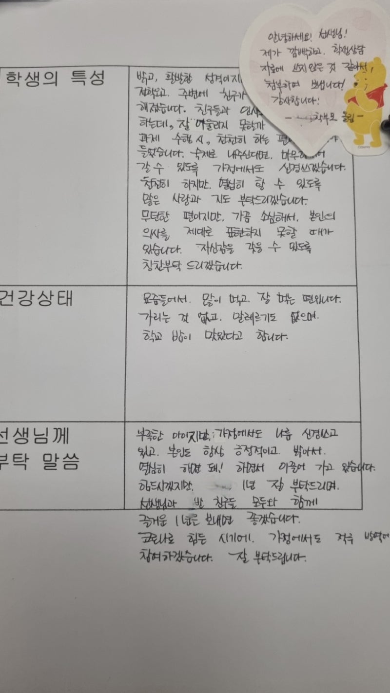 학생 기초 조사서 교육상담 조사서 쓴 이야기 Feat Tip 네이버 블로그