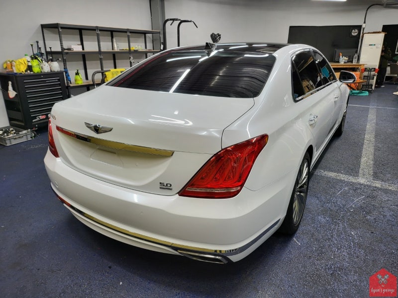 이게 랩핑이라고??? 부산랩핑 전문점 현스게러지 제네시스 EQ900 이노즈텍 펄 화이트 전체랩핑 시공 소개 : 네이버 블로그