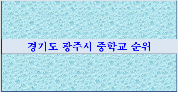 경기도 광주시 중학교 순위 And 학군분석 네이버 블로그