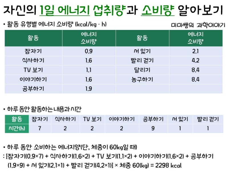 수업계획 물질대사와 건강 기초 대사량 활동 대사량 대사성 질환 등 네이버 블로그