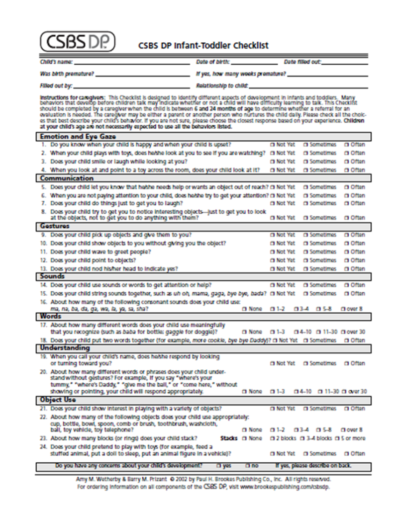CSBS DP(Communication and Symbolic Behavior Scales Developmental ...