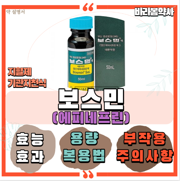 약사가 알려주는 약 지혈제 기관지천식 보스민 액 에피네프린액 성분효능효과주의사항부작용기전원리복용법