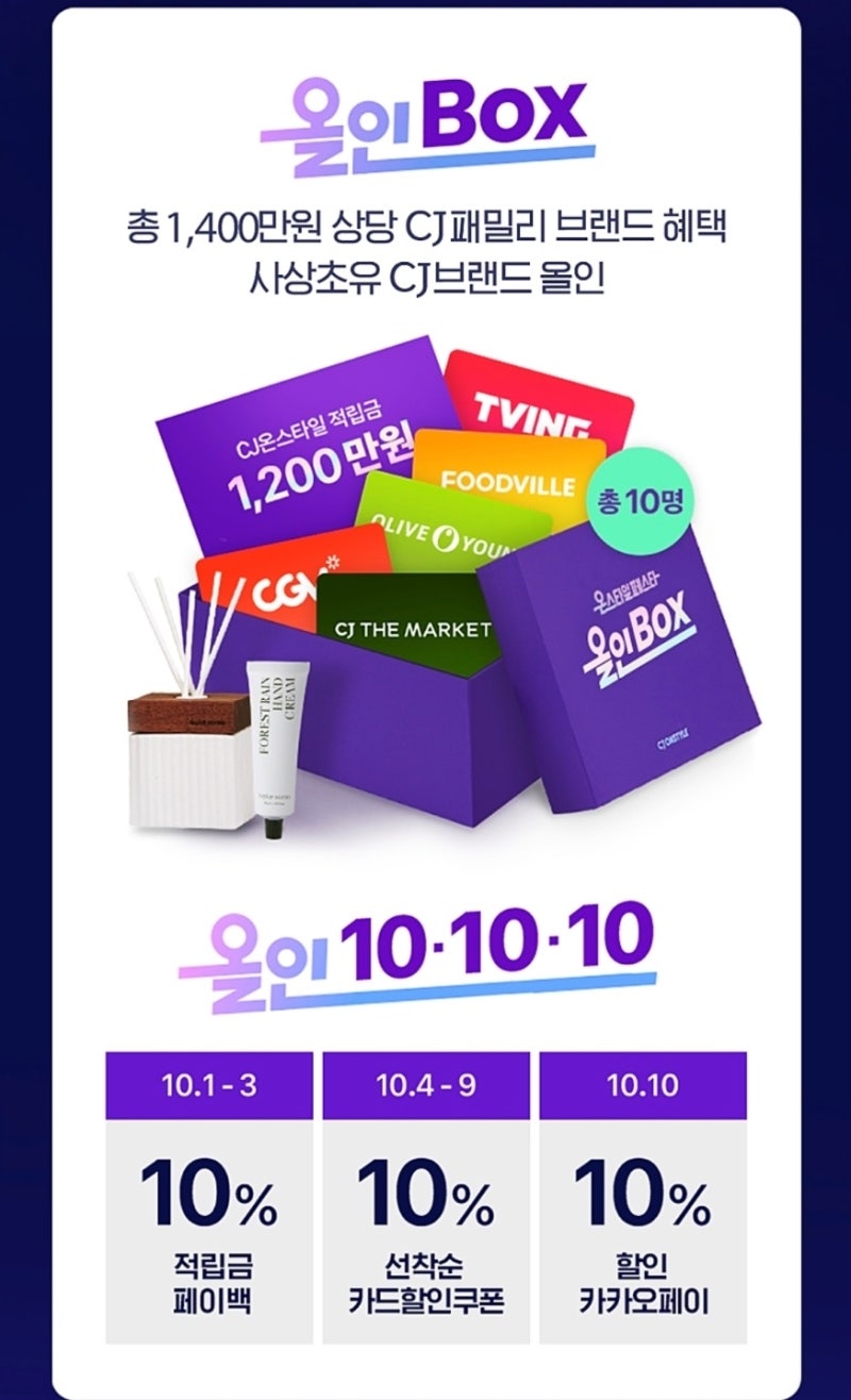 Cj온스타일 ‘온스타일 페스타 1 400만원 상당 경품 혜택 주인공은 누구 올리브영 상품권 10인 Cgv 관람권 15