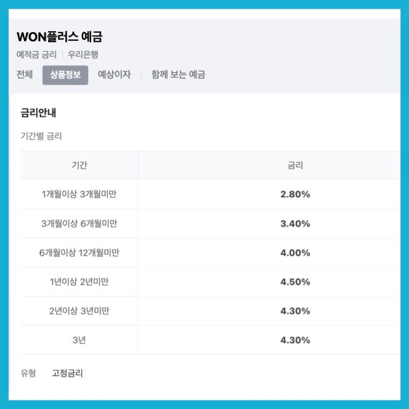 우리은행 Won플러스 예금 상품정보 예상이자 금리 45 네이버 블로그