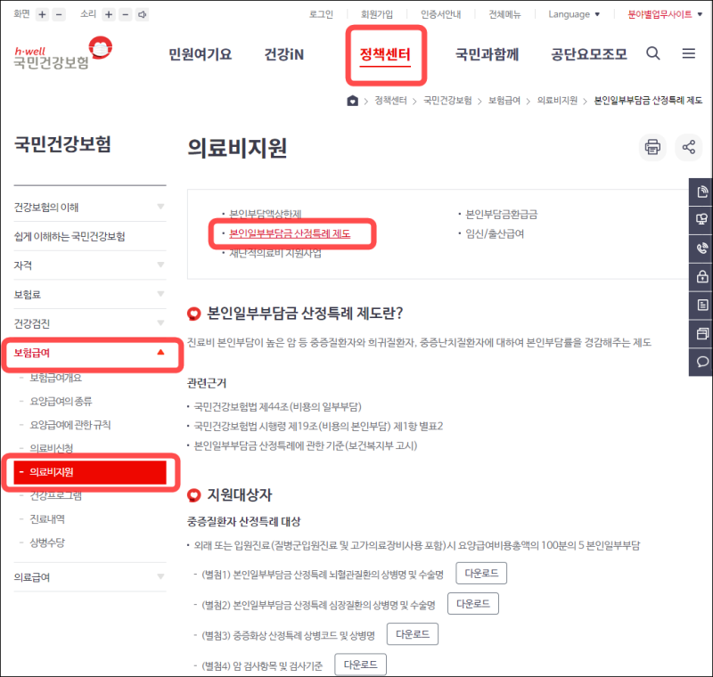 중증환자 산정특례 제도 혜택 대상자 알아보기 등록방법 네이버 블로그