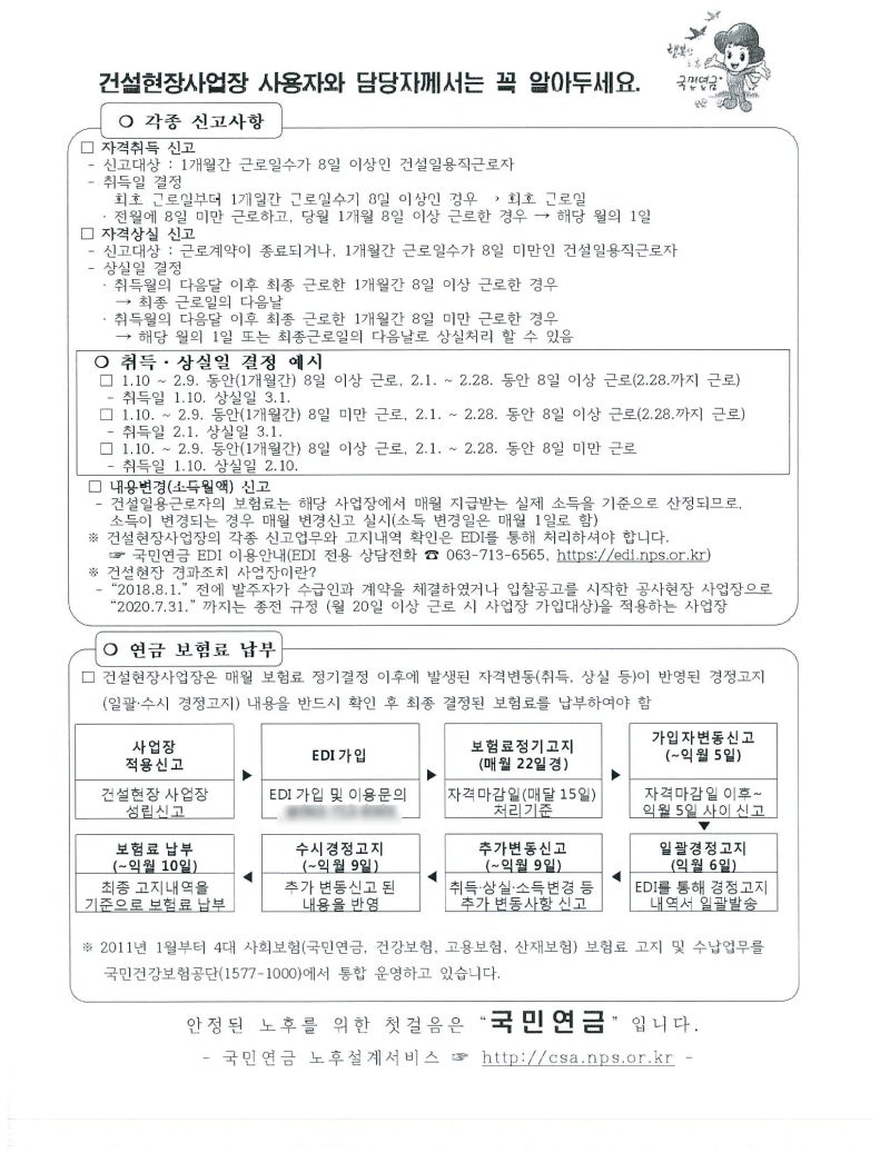 건설업 일용근로자 국민연금 건강보험 소득보수월액 변경 신고 네이버 블로그
