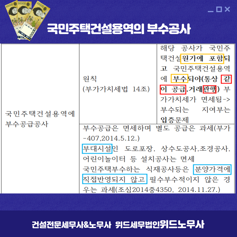국민주택건설부수공사부가가치세면세판단건설업전문세무사노무사 네이버 블로그