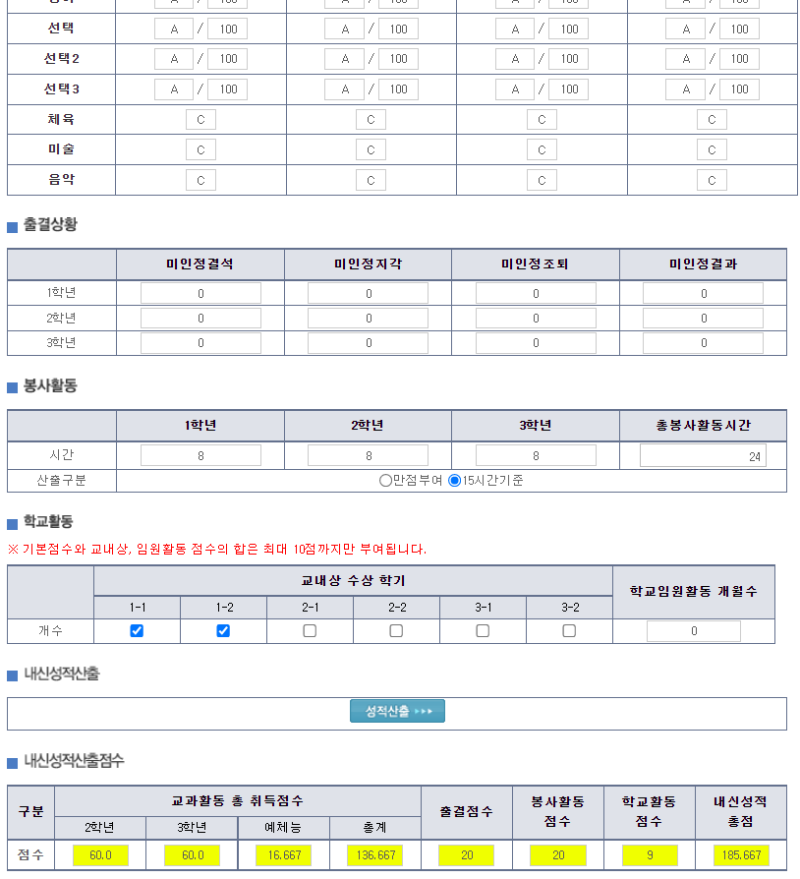 2023 중학교 내신 계산하기 경기도 고입전형 네이버 블로그