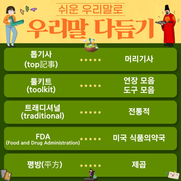 9월 22일 한글사랑 외래어 외국어 한자어를 쉬운 우리말로 다듬기 시리즈 다듬은 말