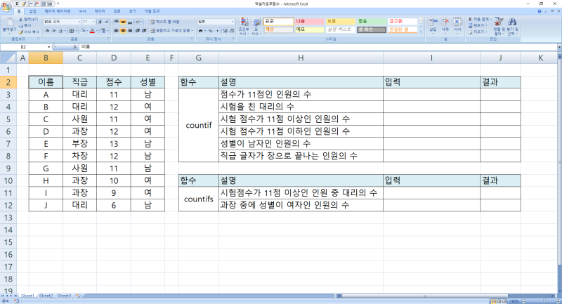 엑셀 카운트이프 Countif Countifs 함수 총정리 네이버 블로그