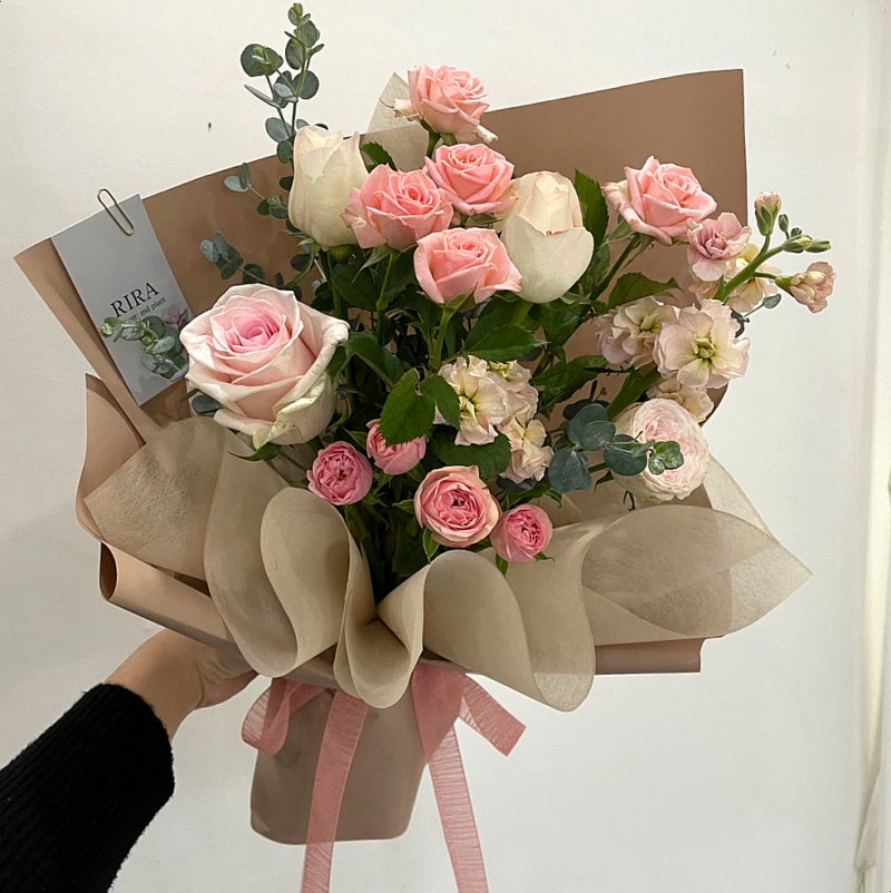 핑크베이지꽃다발 러블리꽃다발 가을핑크꽃다발 리라플라워 서울대입구역꽃집 합정역꽃집 네이버 블로그