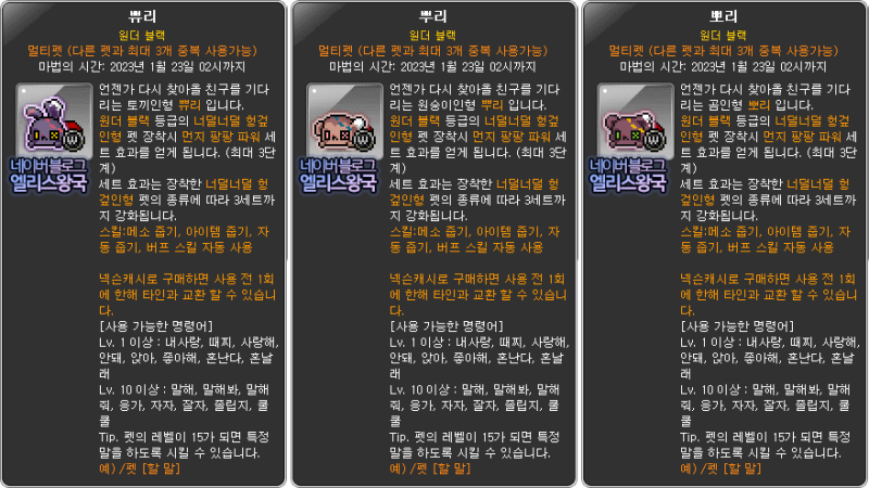 메이플 원더베리 펫 메이플스토리 원더블랙 18기 너덜너덜 헝겊인형 세트 알록달록 유령이 펫 세트 추가 네이버 블로그