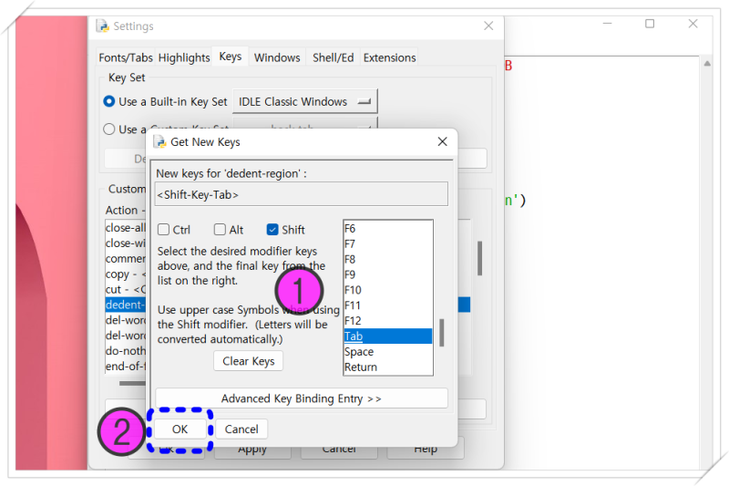 파이썬 IDLE 들여쓰기 : tab, tab+shift : 네이버 블로그