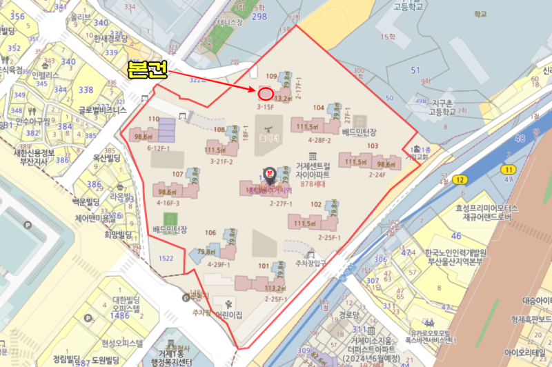 부산경매 연제구 거제동 거제센트럴자이 33평 2회유찰3차입찰층간소음없는 탑층5년차신축아파트경매2022타경50382