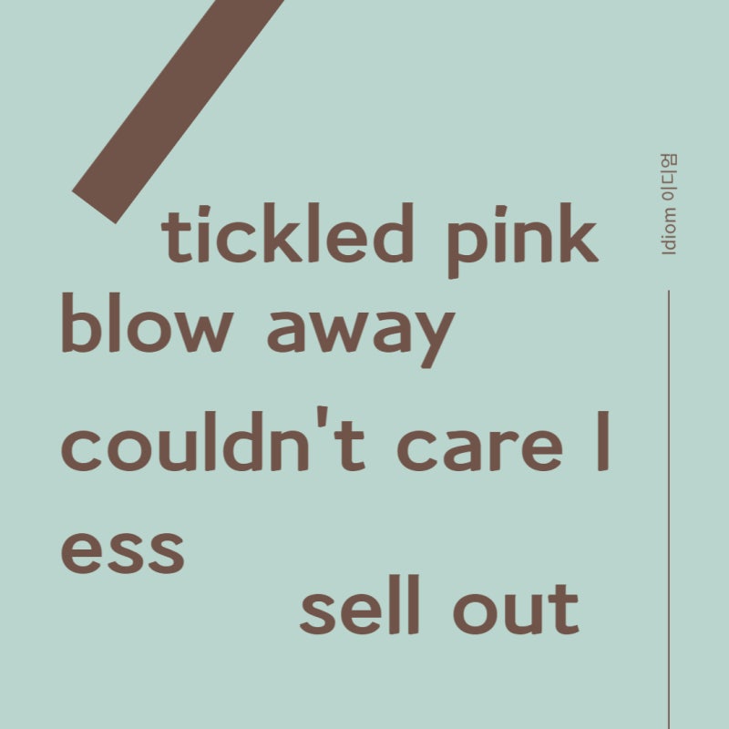 이디엄 tickeld pink, blow away, couldn't care less, sell someone out / 관심 ...