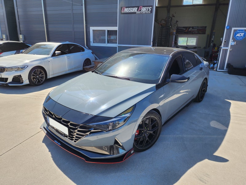 아반떼CN7 언유즈얼파츠 바디킷 튜닝 - 아반떼cn7 노말 1.6 에어댐 립댐 프론트댐 프론트립 시공 장착 : 네이버 블로그