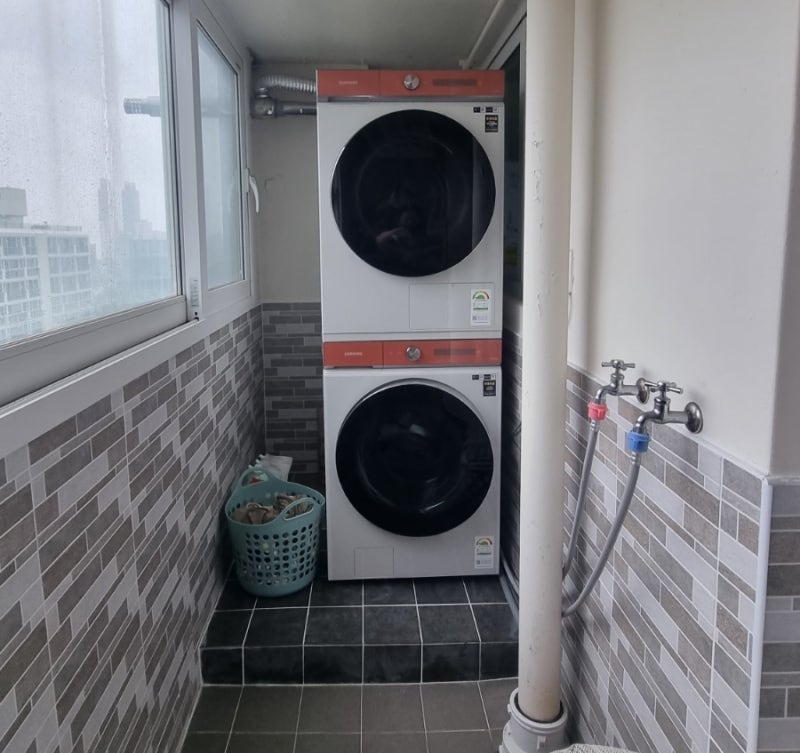 세탁기직렬설치 불가한곳 세탁실 바닥 타일 시공으로 해결해드렸습니다 네이버 블로그