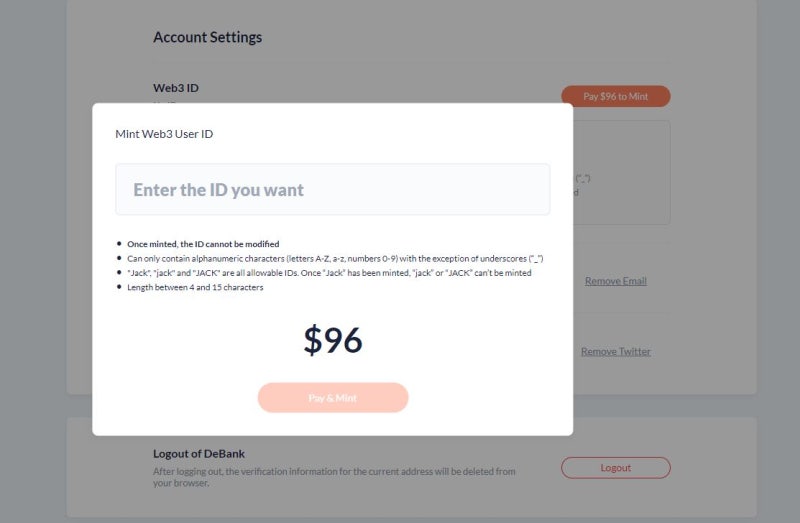 디뱅크 Debank WEB3 ID 무료 민팅 에어드랍 : 네이버 블로그