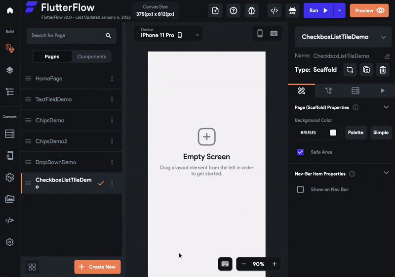 [ 코드없이 개발하기 Flutter Flow ] 48#.기본 위젯(CheckboxListTile 체크박스 리스트타일 위젯 ...