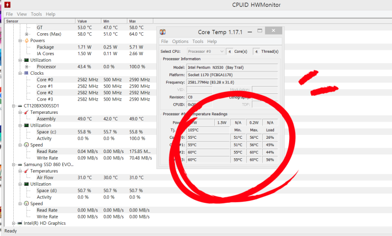 컴퓨터 cpu온도 측정 hwmonitor coretemp 비교 : 네이버 블로그