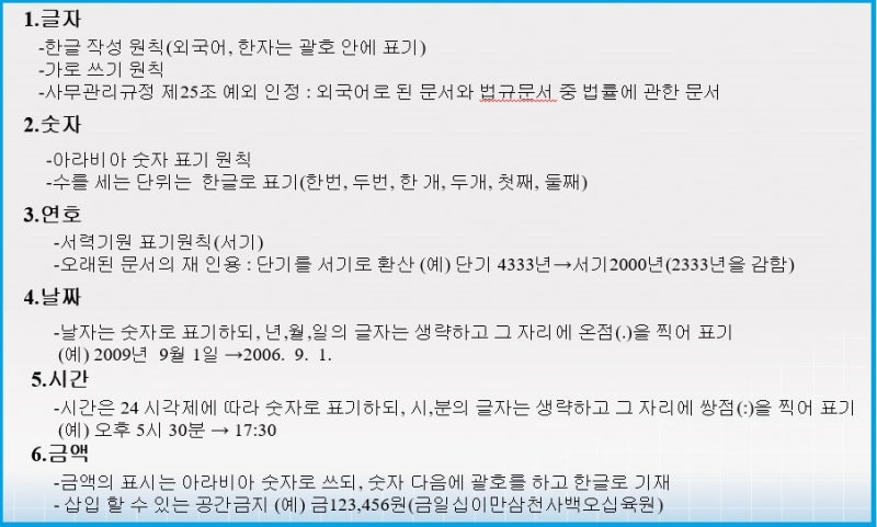 공문서 작성 원칙 글자, 숫자, 연호, 날짜, 시간, 금액 표기방법 : 네이버 블로그