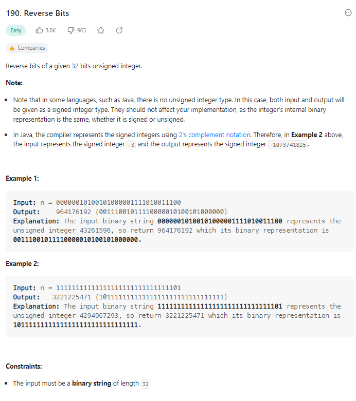 JAVA_Reverse Bits_LeetCode 190 : 네이버 블로그