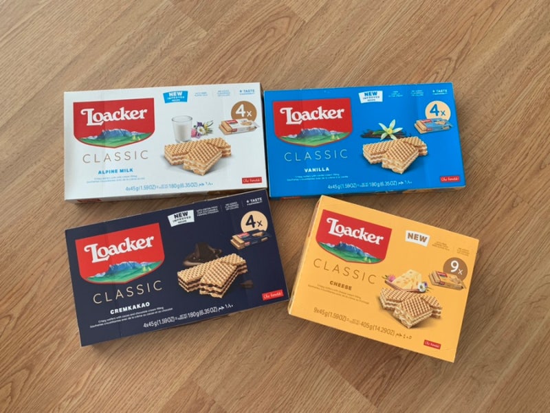 이탈리아 프리미엄웨하스 Loacker 로아커 클래식 웨하스 바닐라, 알파인밀크, 치즈, 크림카카오 4가지 맛 후기😋 (+ 11월 ...