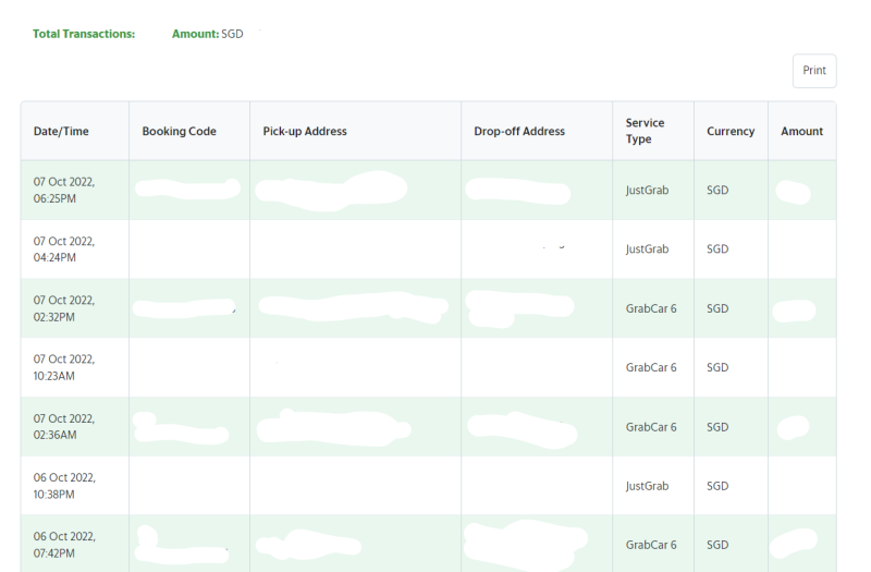 싱가포르 그랩 영수증 전체이용내역 받기 : 네이버 블로그