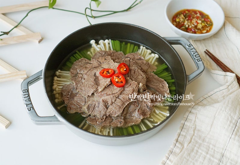 아롱사태 수육 전골 소스 소고기 수육 한우사태 요리 네이버 블로그
