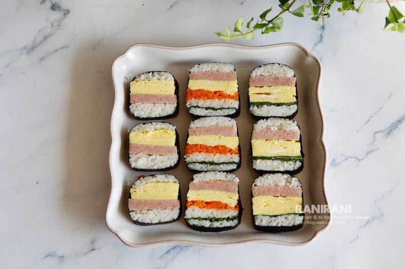 사각김밥 만들기 네모김밥 스팸 하와이안 무스비 만드는법 네이버 블로그